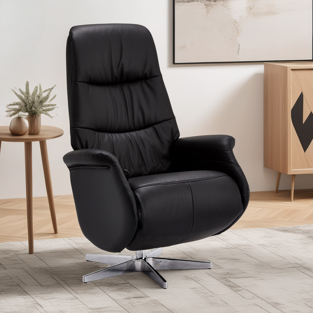 Delta Manueller Relaxsessel - Echtleder/PVC Schwarz – IBBE DESIGN DE